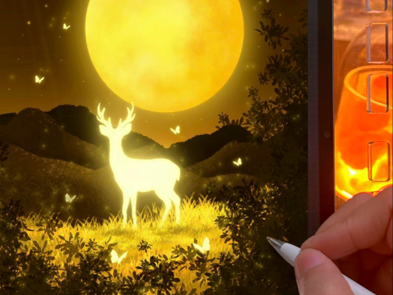 画世界pro零基础绘画教程,今天画林深时见鹿~~软件:画世界pro