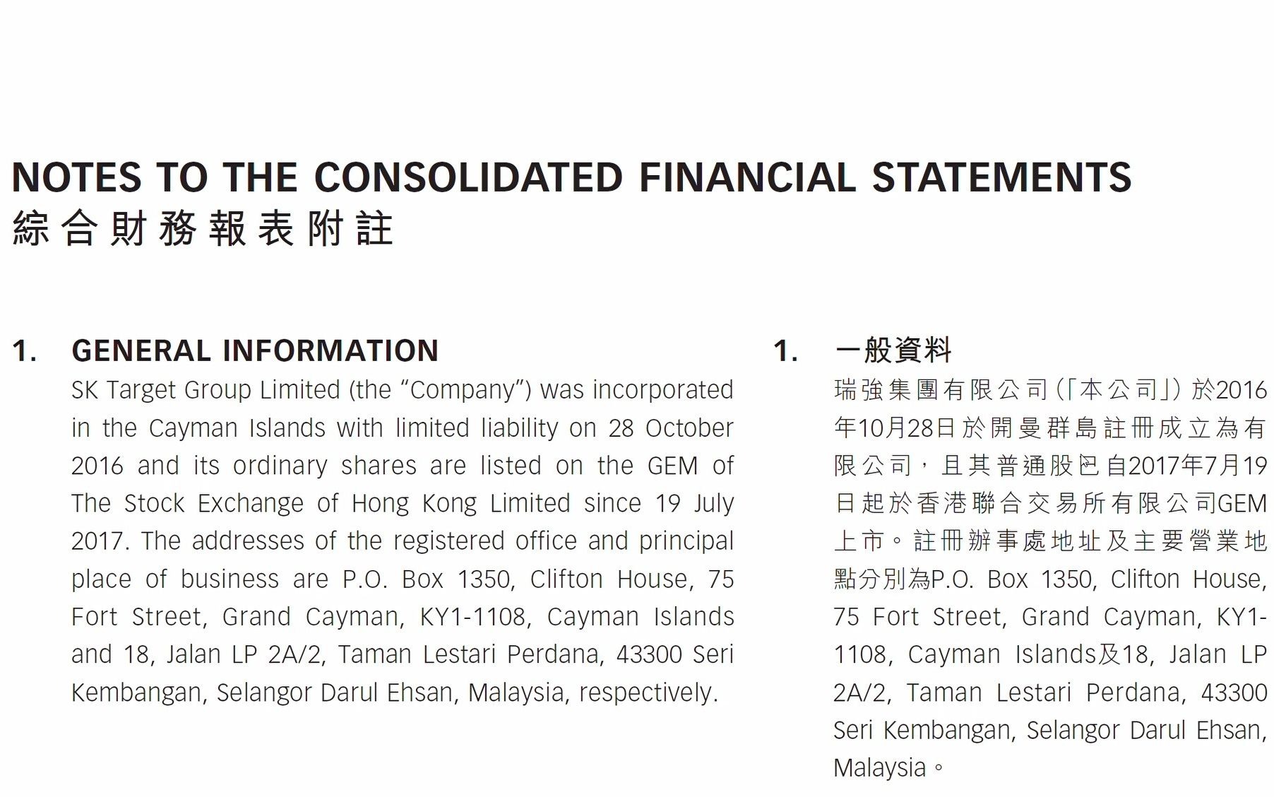 【香港财经金融翻译】上市公司2021年年报财务报表附注001一般资料...