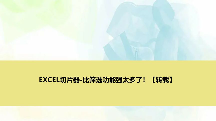 EXCEL切片器-比筛选功能强太多了!【转载】