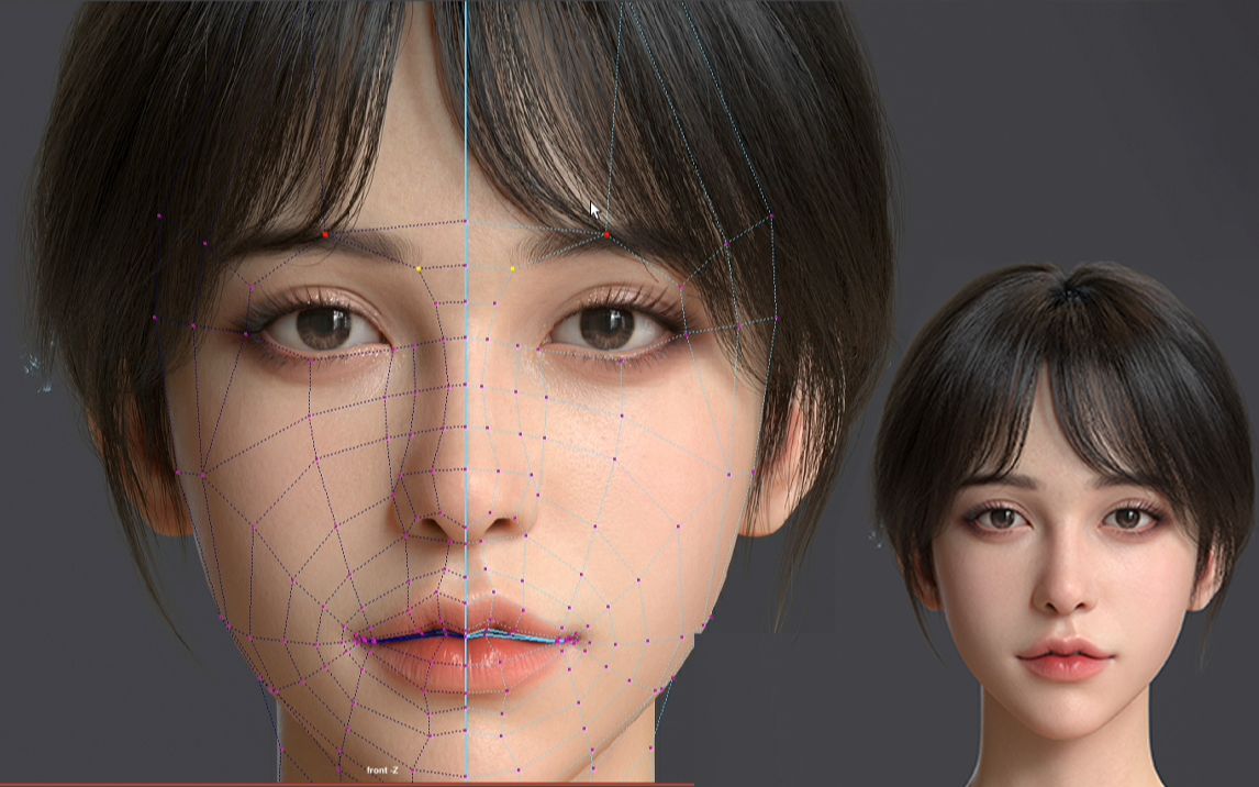 Maya清冷清纯系女神模型布线教程,从眼睛到鼻子到嘴巴到耳朵到头发...