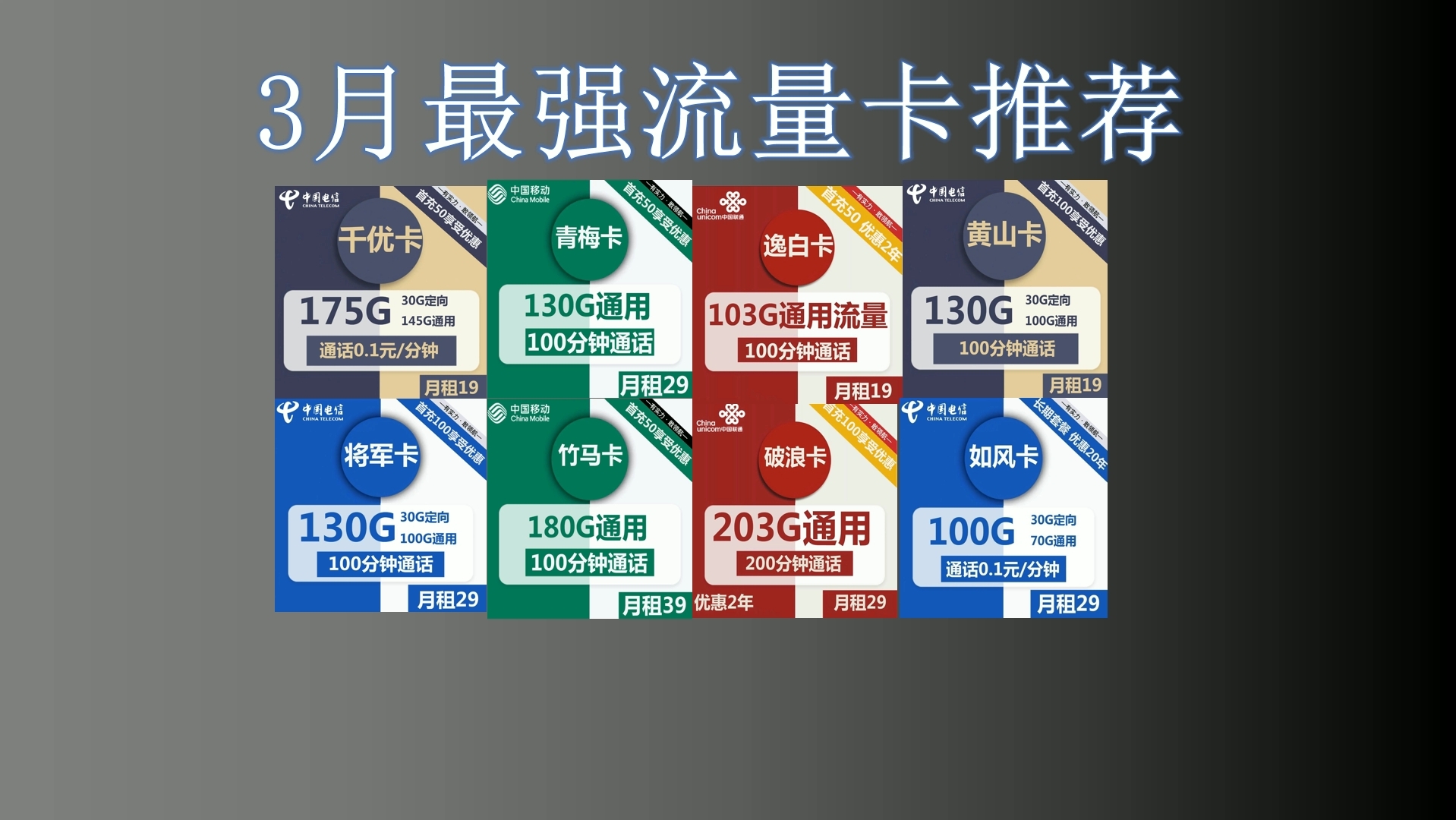 ...2023年3月流量卡推荐】优惠这么狠,低至1毛1G!三大运营商推荐清单。