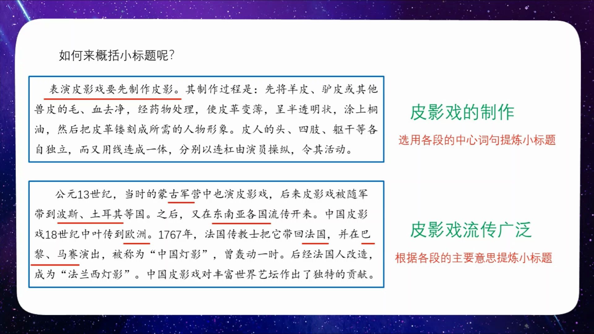 暑期语文课堂02:用概括法拟定文章各部分的小标题