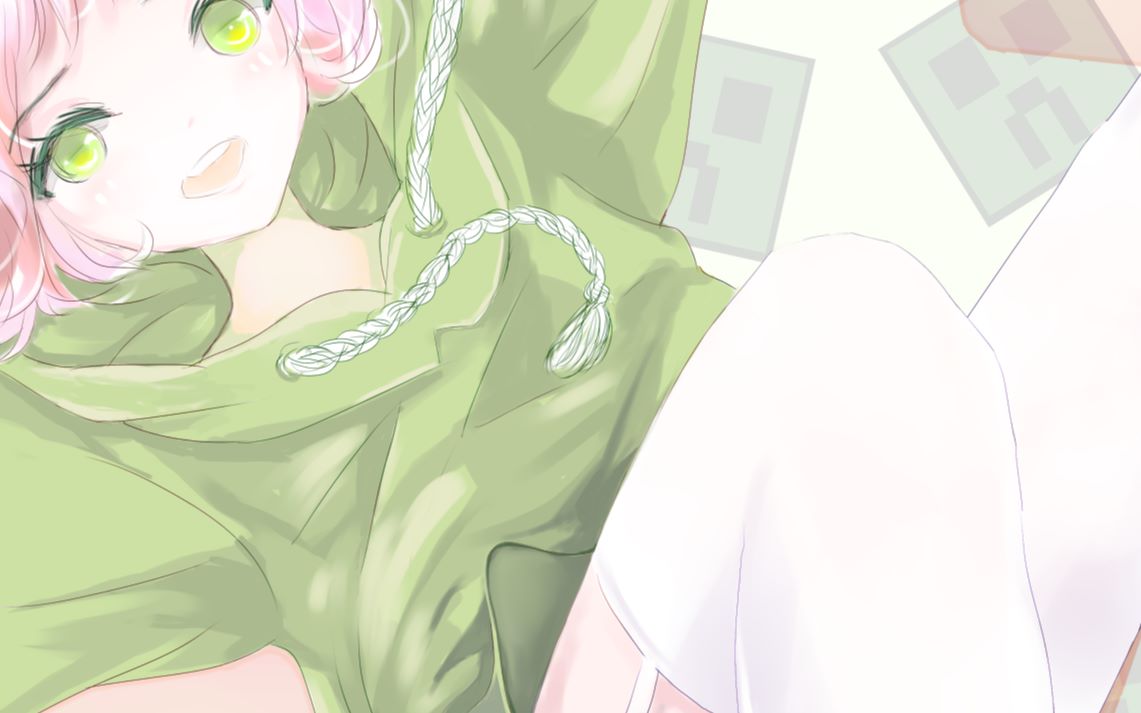 【我的世界】【板绘】画一张可爱的苦力怕娘手机壁纸