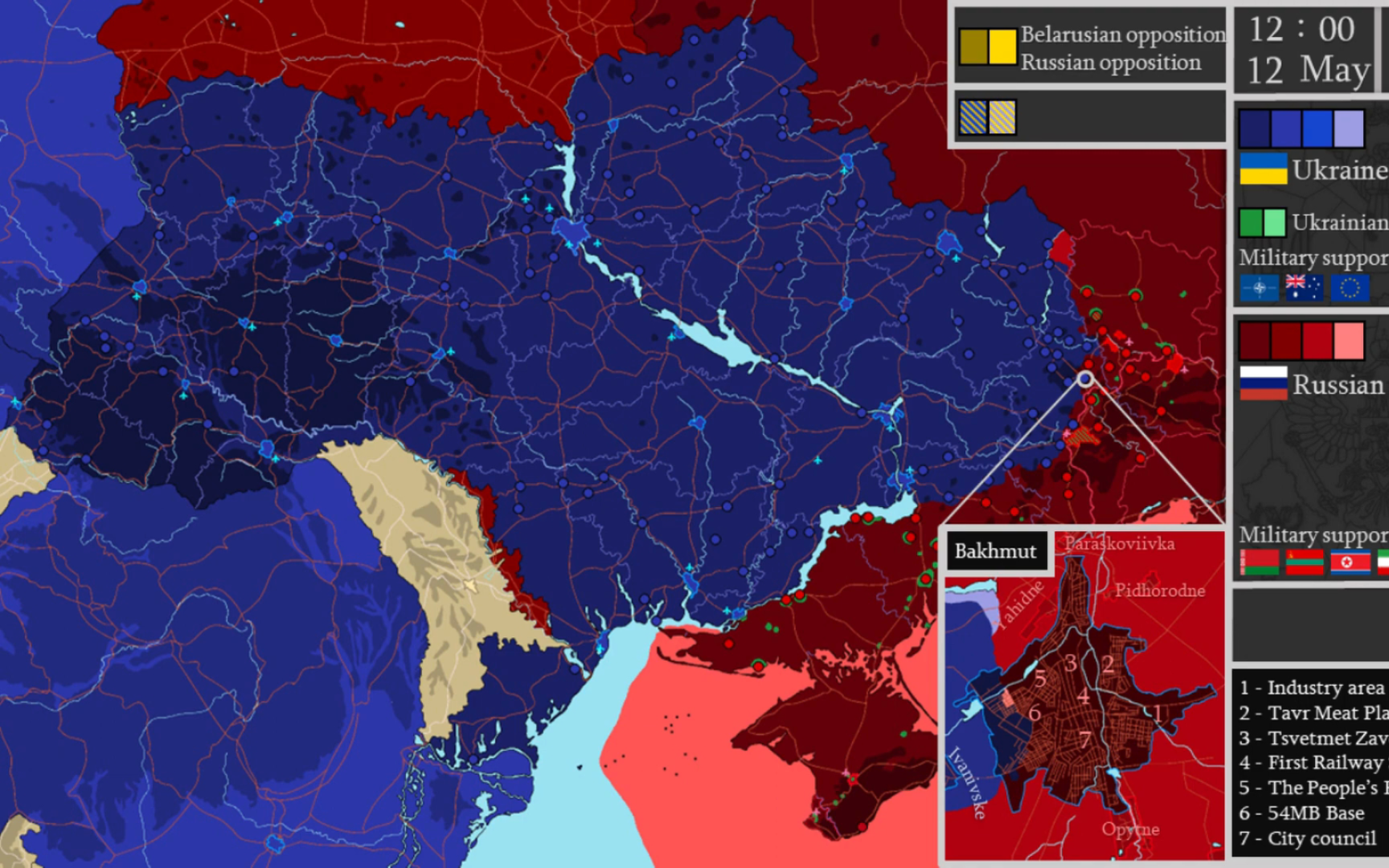 【历史地图】俄乌战争地图变化:每日(2022～2024)「Russo-Ukrainian ...