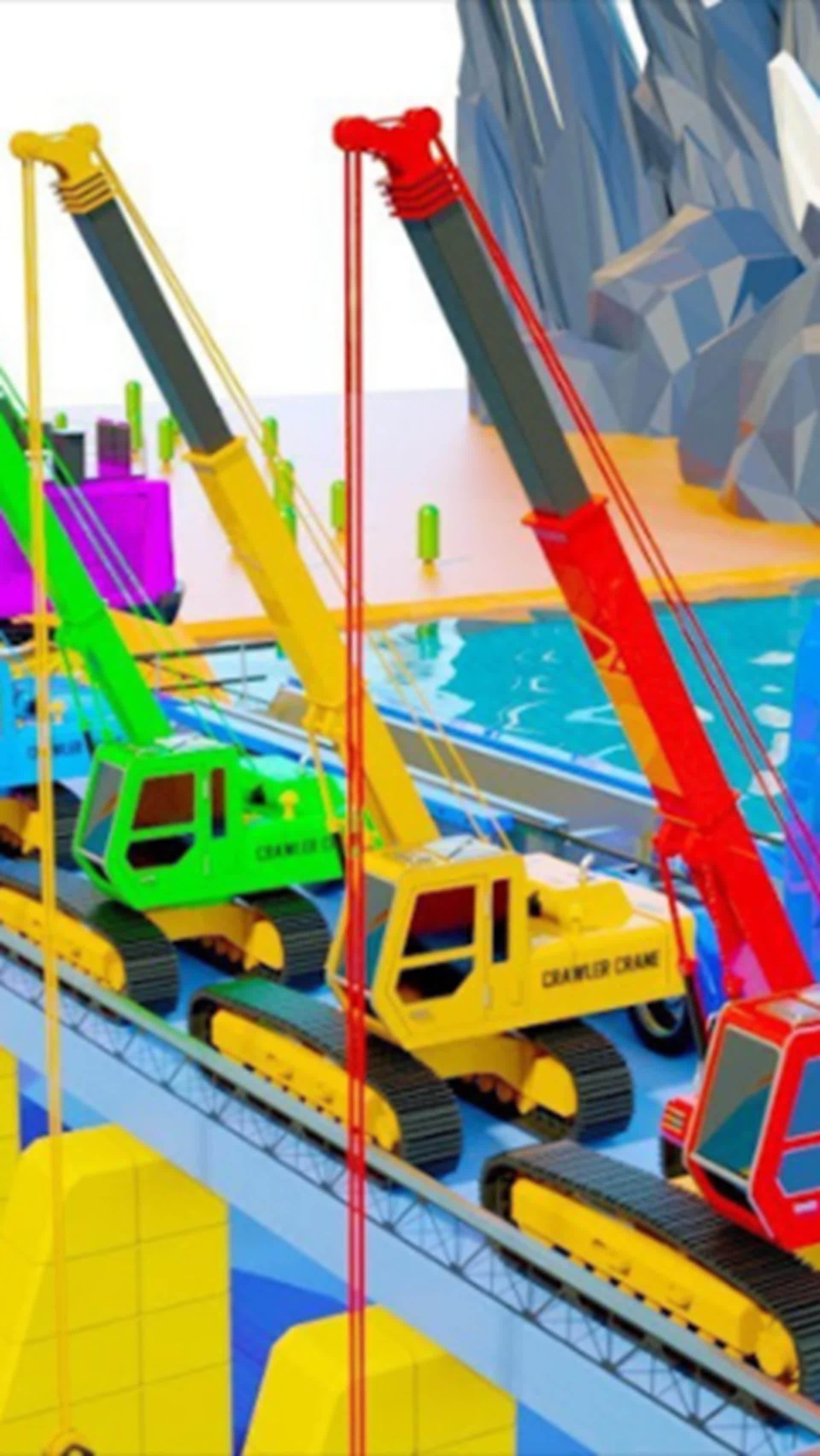 挖掘机和工程车维修大桥,儿童工程车趣味动画#工程车动画 #工程车玩具