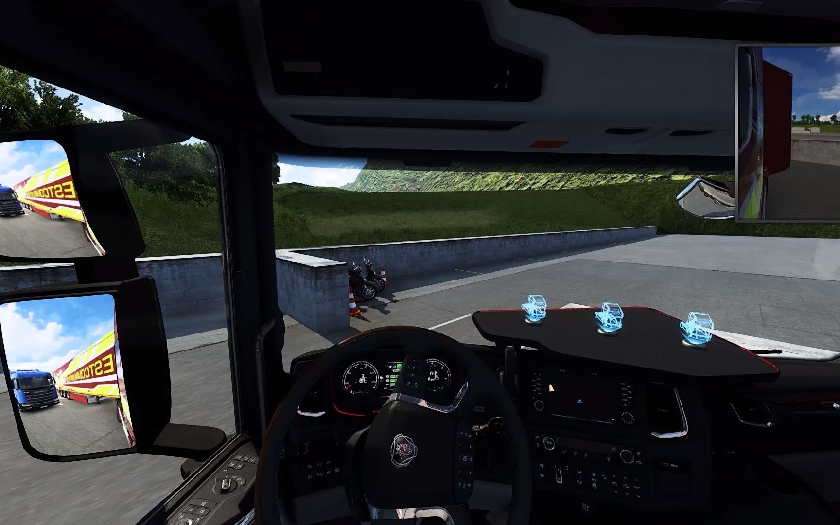 【欧卡2】场地模组湖底Z库->无剐蹭难度展示(直驱录制)_欧洲卡车模拟...