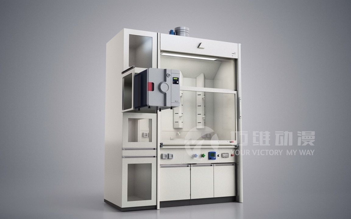 生化科研实验室通风柜设备三维动画演示-工业动画制作公司