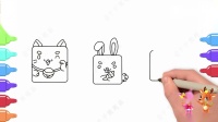 亲子创意简笔画,正方形怎么画小动物,宝宝边学画画边认识形状.mp4