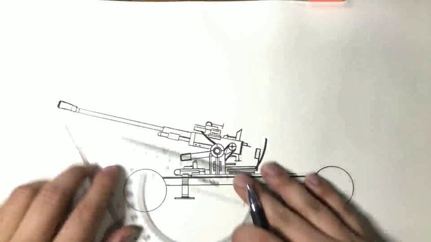 画辆高射炮,这款高射炮有些年头,献给喜欢火炮的老军迷