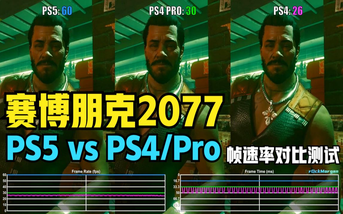 赛博朋克2077:PS5 vs PS4/Pro 帧速率对比测试