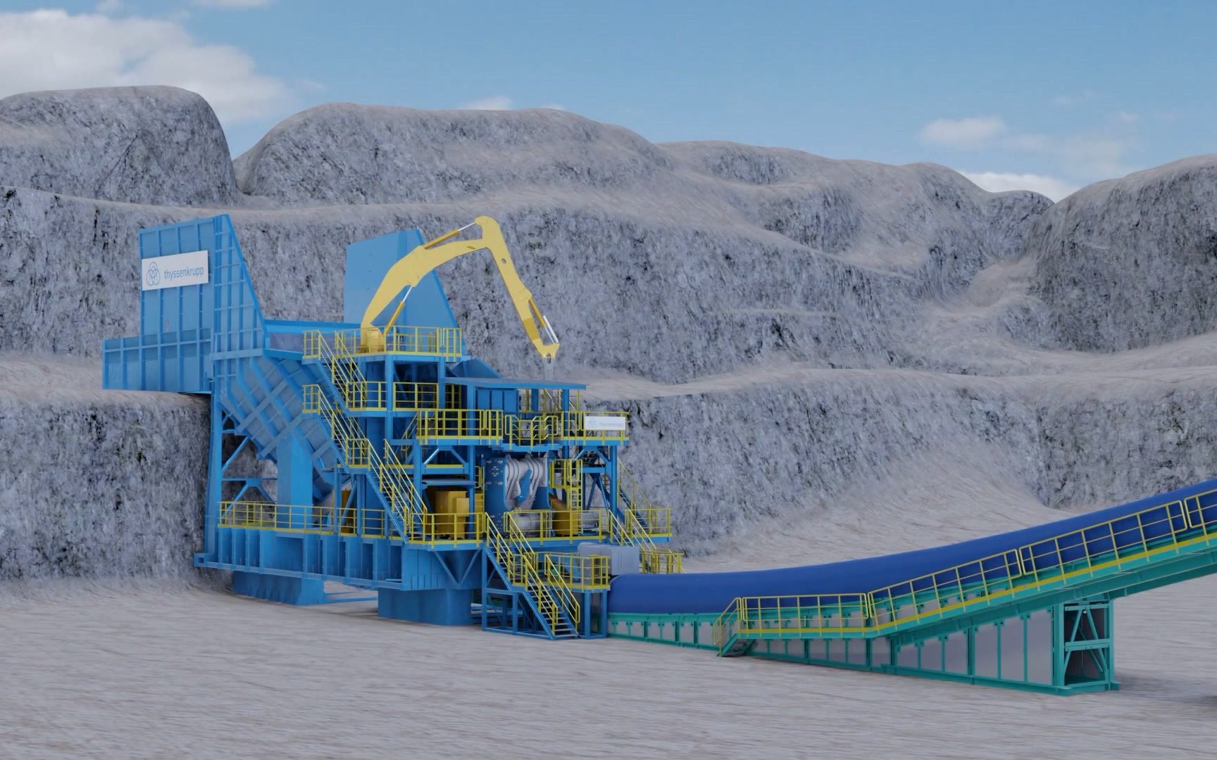 蒂森克虏伯 偏心辊式破碎机演示动画