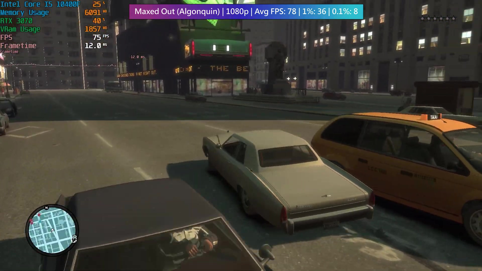 GTA IV在RTX 3070显卡实际玩的游戏效果