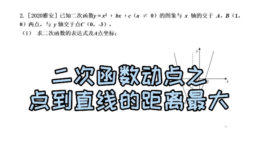 2020雅安中考:二次函数点到直线的距离最大,转化思想的应用!
