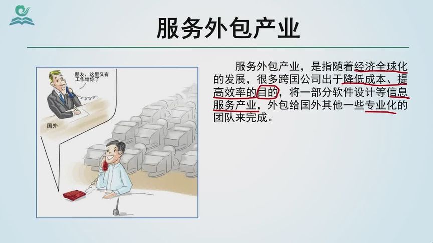 系列优质微课(19)七下第七章第三节 迅速发展的服务外包产业