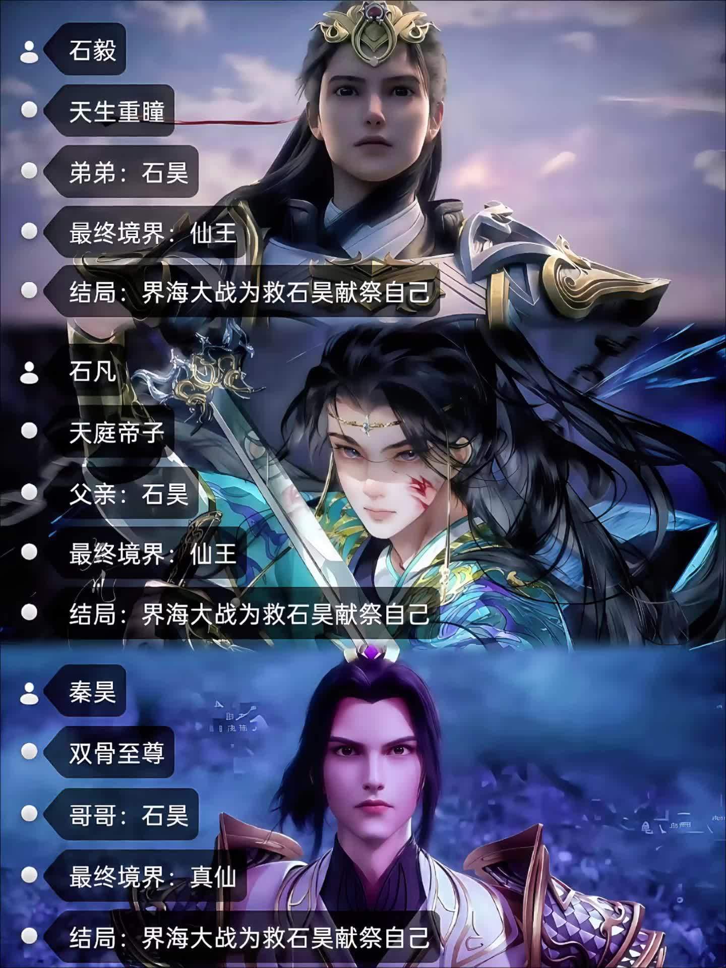 完美世界,石毅和秦昊以及帝子石凡的结局,石族一脉尽凋零