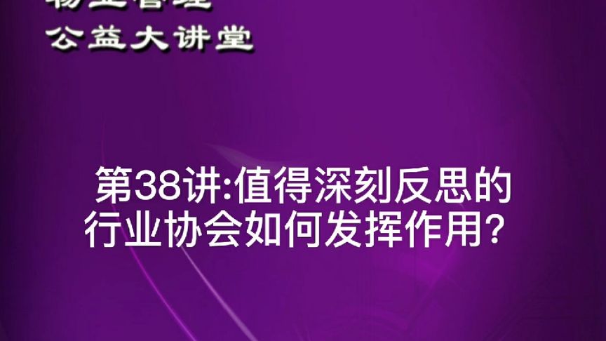 公益大讲堂第38讲:值得深刻反思的行业协会如何发挥作用