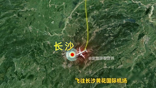模拟北京飞往长沙的航班全程19公里飞行2小时0旅游航拍中国