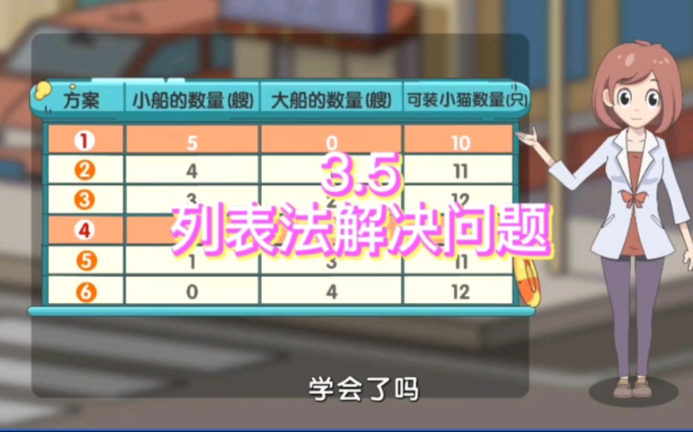 【人教版】三年级上册3.5《列表法解决问题》