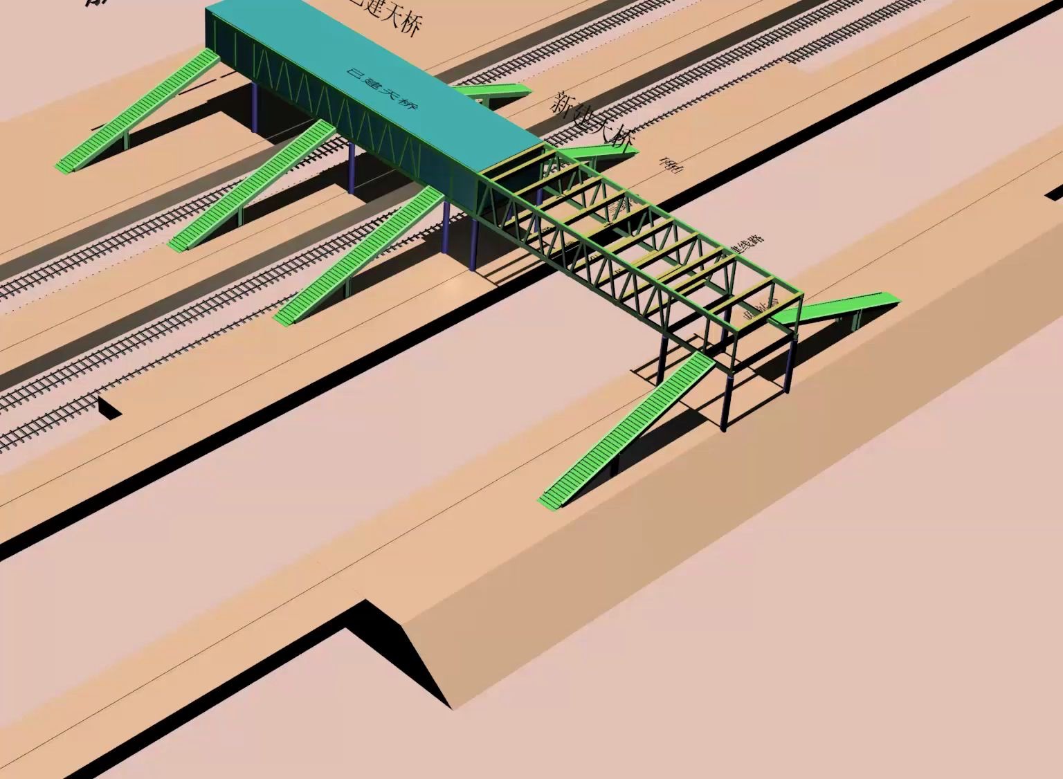 东台站进站天桥主体钢结构安装方案演示