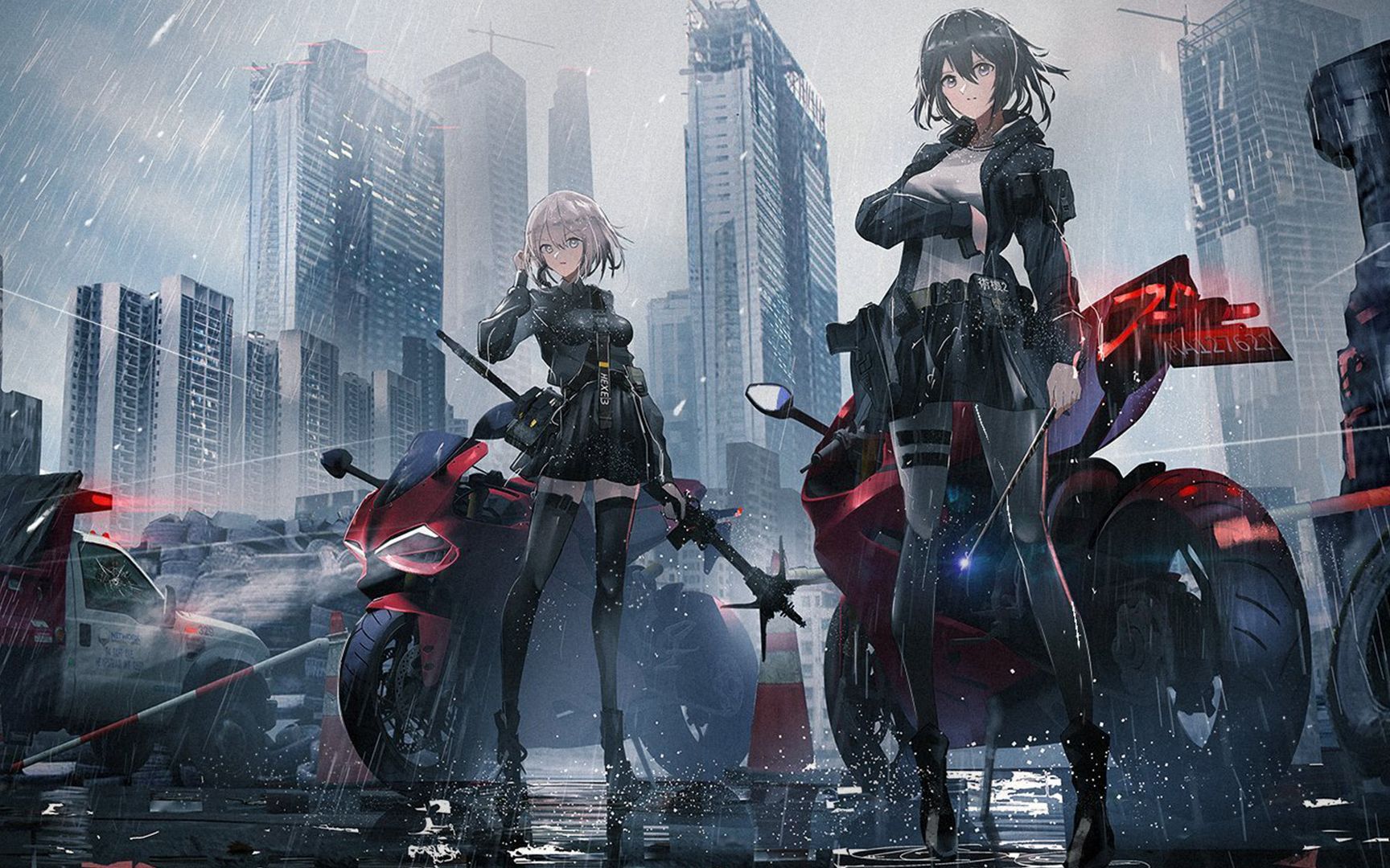 以机械加少女相结合的插画风格,有机械的硬朗也不失少女的柔美