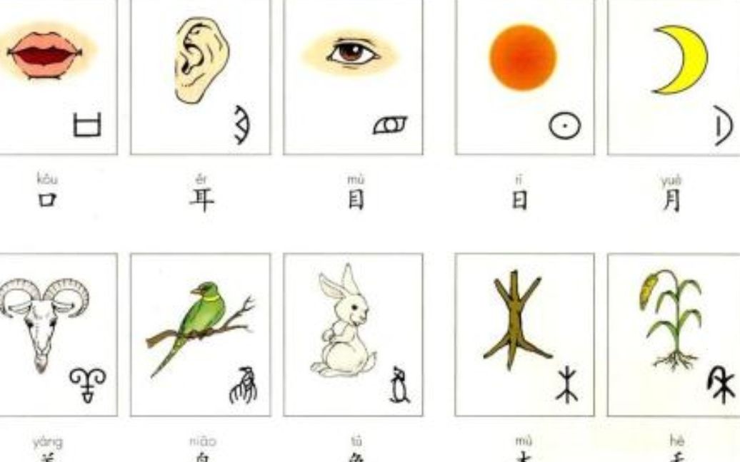 中国汉字的造字法:象形字、指事字