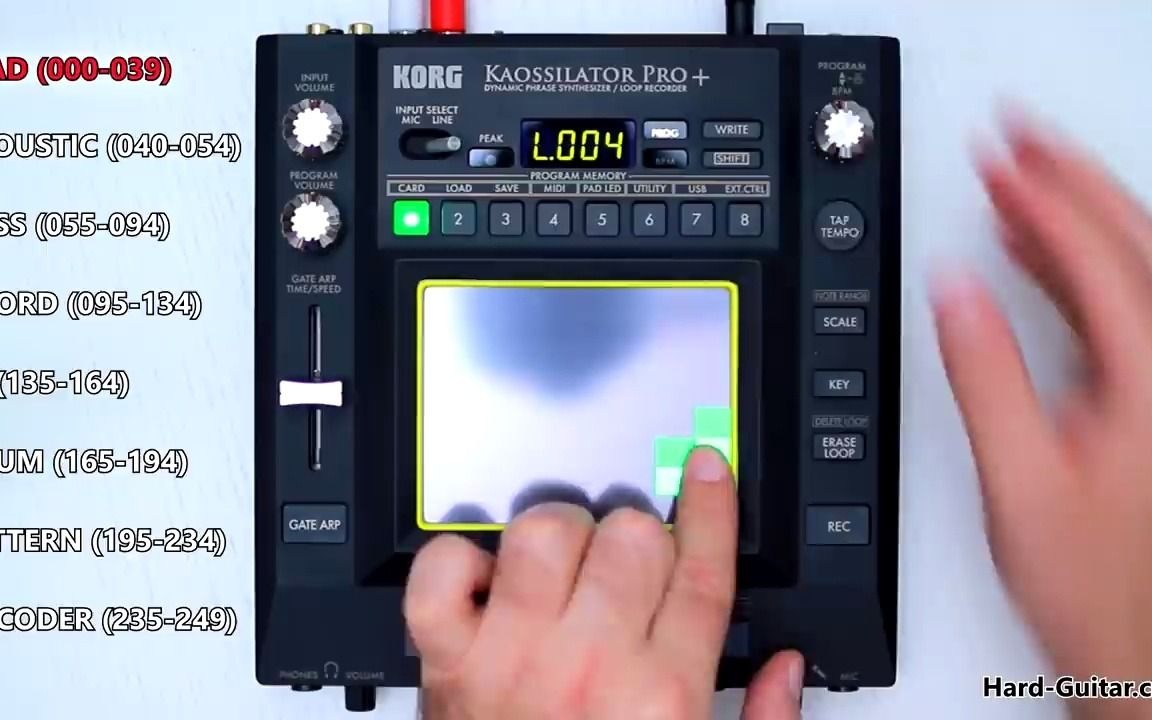All 250 Sounds DEMO Korg Kaossilator Pro + (LEAD, ACOUSTIC, ...
