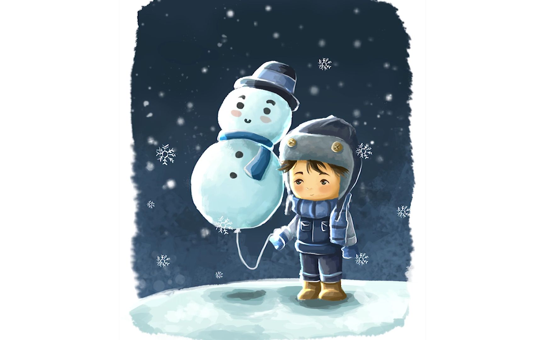 【儿童插画教程】雪地男孩~