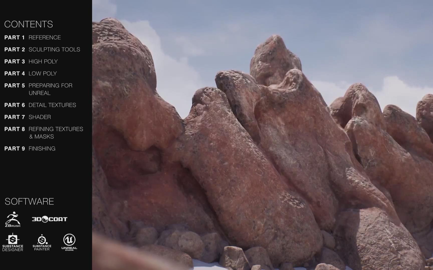 【UE4】次世代逼真火山岩石从建模到纹理制作全流程教程(中英双字)