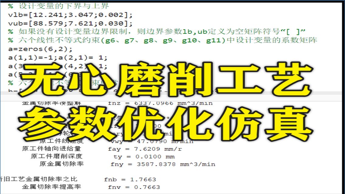【425】基于Matlab的无心磨削工艺参数优化仿真