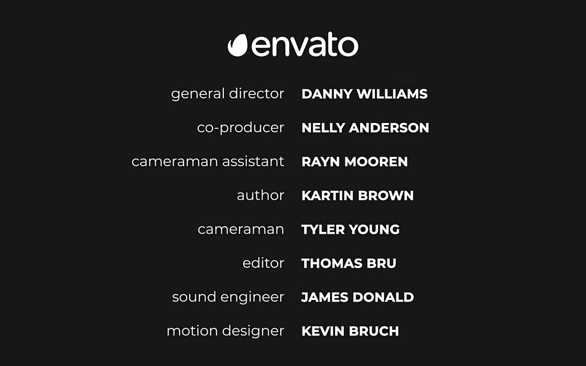 流畅简约电影片尾演职员表剧组角色字幕设计AE模板