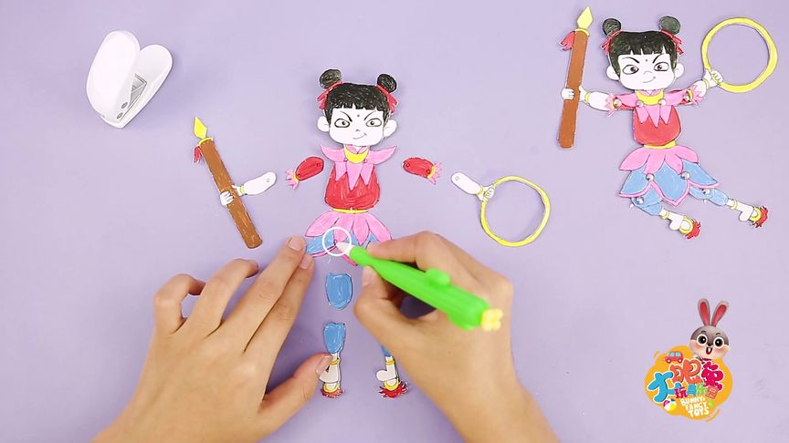 哪吒皮影戏 | 大眼兔创意绘画 | 儿童绘画 | 动物绘画 | 萌朵宝宝