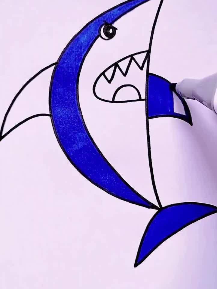 这样画鲨鱼秒会