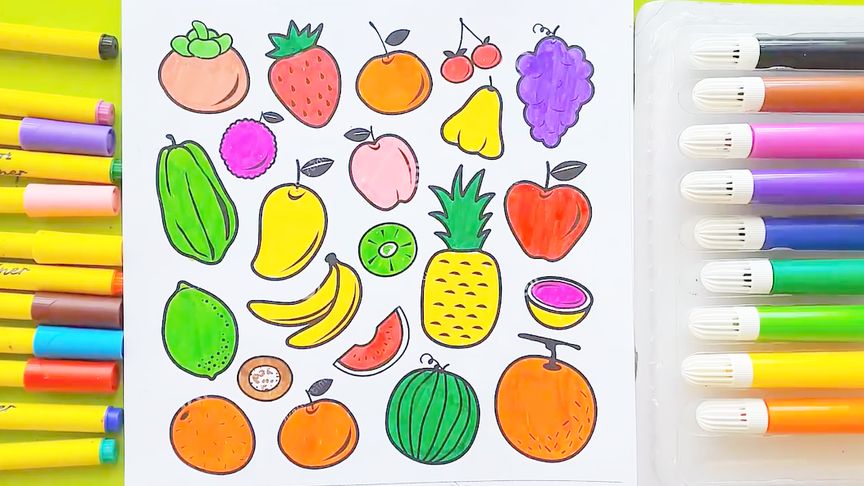 新鲜的水果简笔画涂色教程