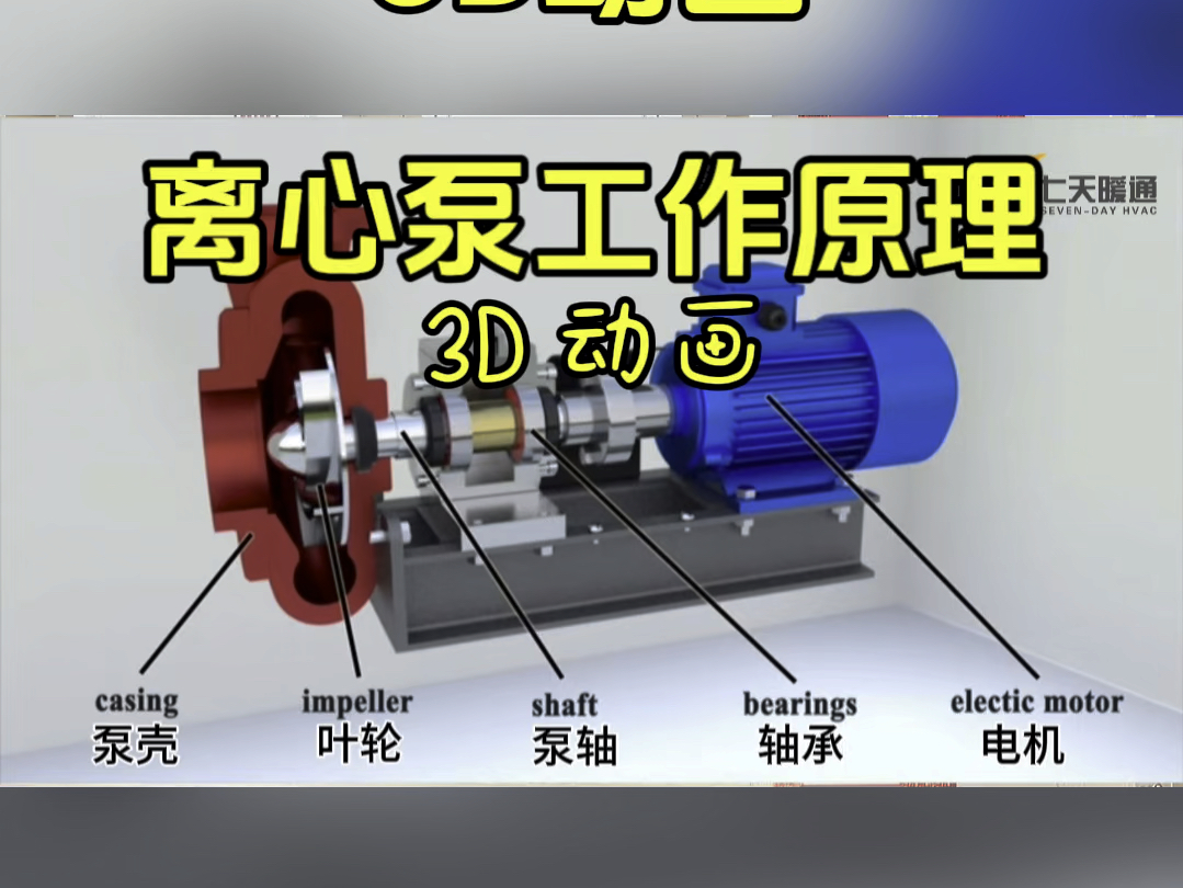 #水泵工作原理3D动画#离心泵#空调水泵#水泵流量扬程#空调水系统#...