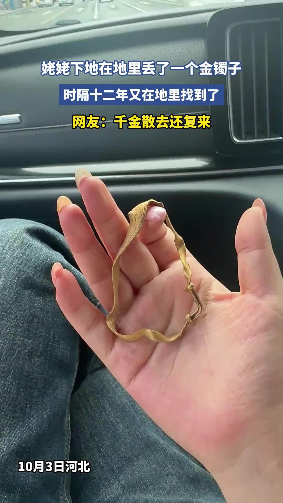 姥姥下地在地里丢了一个金镯子,时隔十二年又在地里找到了