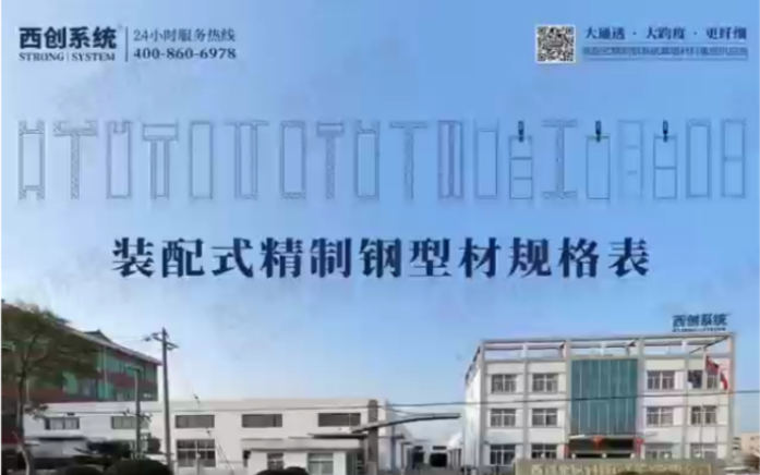 西创系统精制钢型材规格表