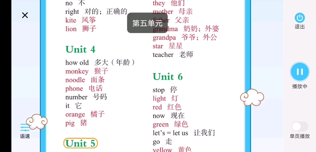 闽教版小学英语三年级上册单词5-8单元