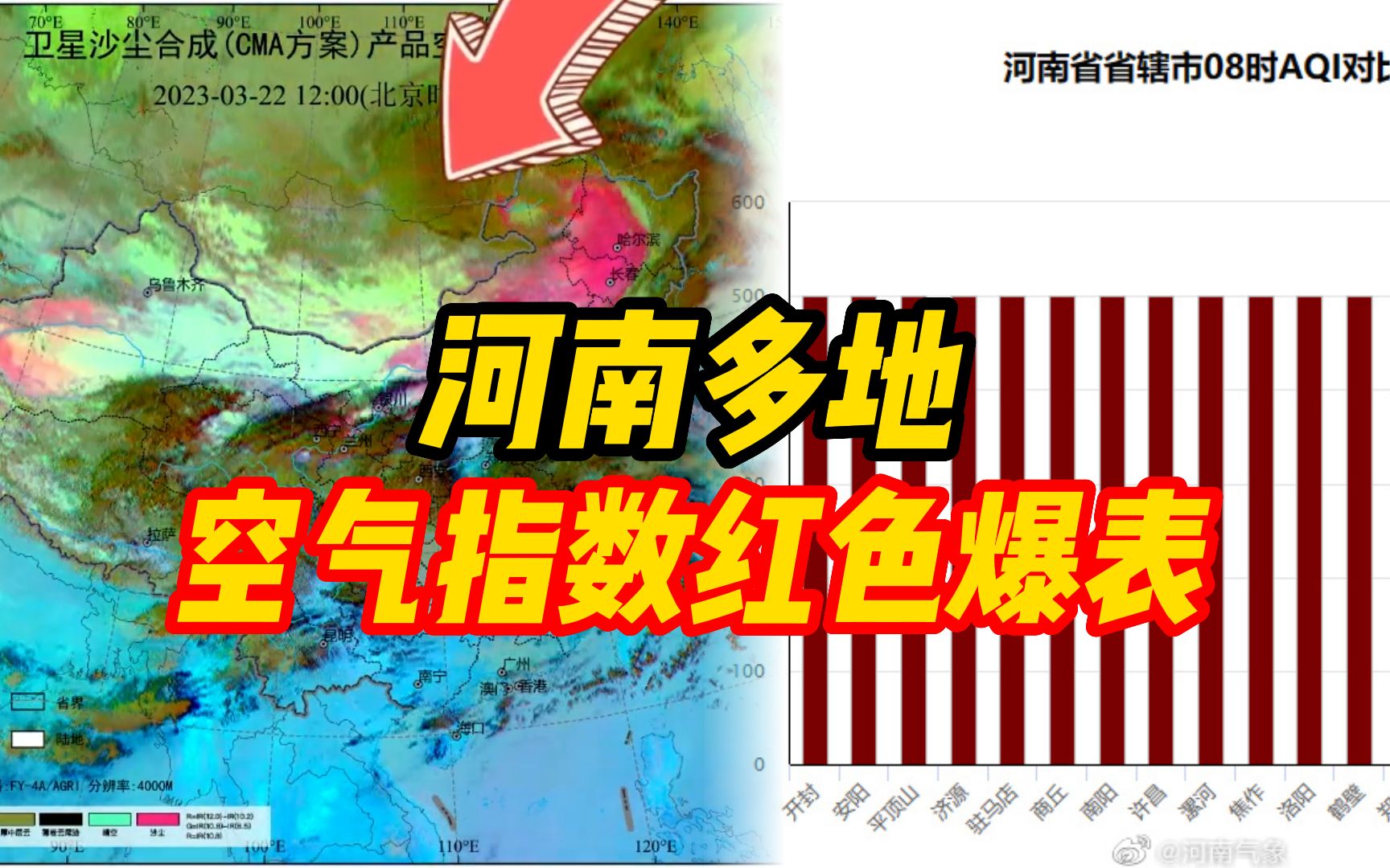 天空下沙!河南多地空气指数红色爆表,省气象台:24日沙尘天气减弱