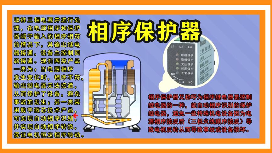 相序保护器是控制继电器的一种,能自动相序判别的保护继电器