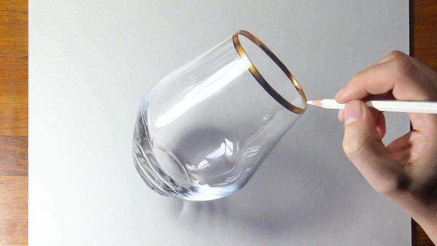 硬核绘画技术:这个玻璃杯居然是画出来的