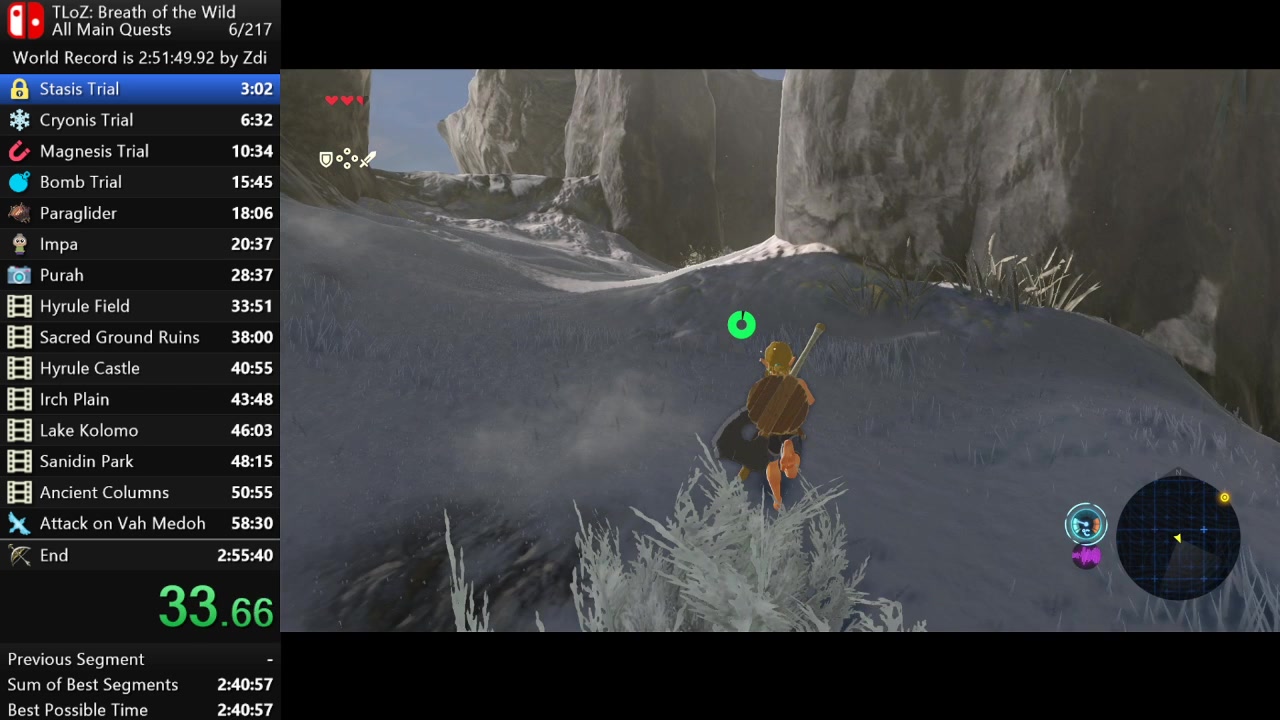 【塞尔达传说】荒野之息 全主线任务speedrun 2:49:17 (世界纪录)
