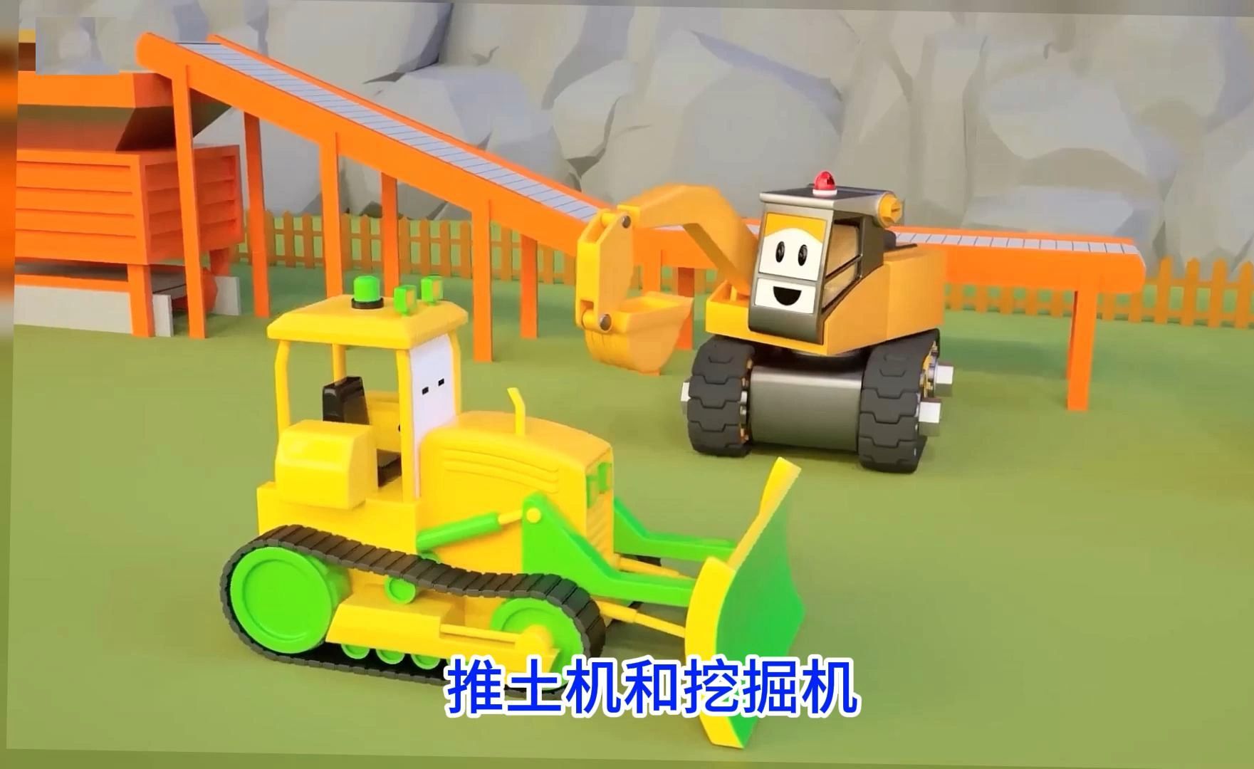 推土机和挖掘机在采石场里工作,结果发生了意外,超级卡车变身成救护...