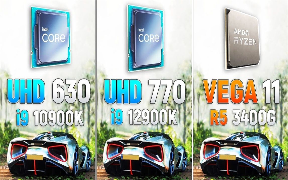 UHD 630 vs UHD 770 vs Vega 11 显卡对比(1080P分辨率测试) 1080P...