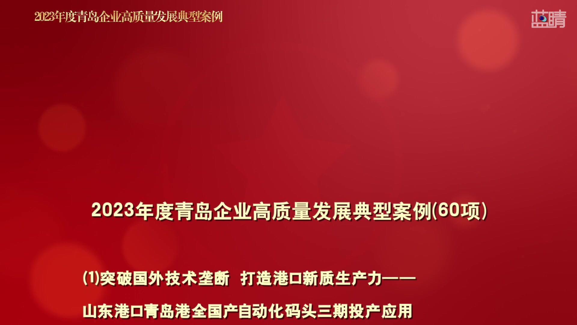 ...成就宣传发布活动"举行,发布2023年度青岛企业高质量发展典型案例。