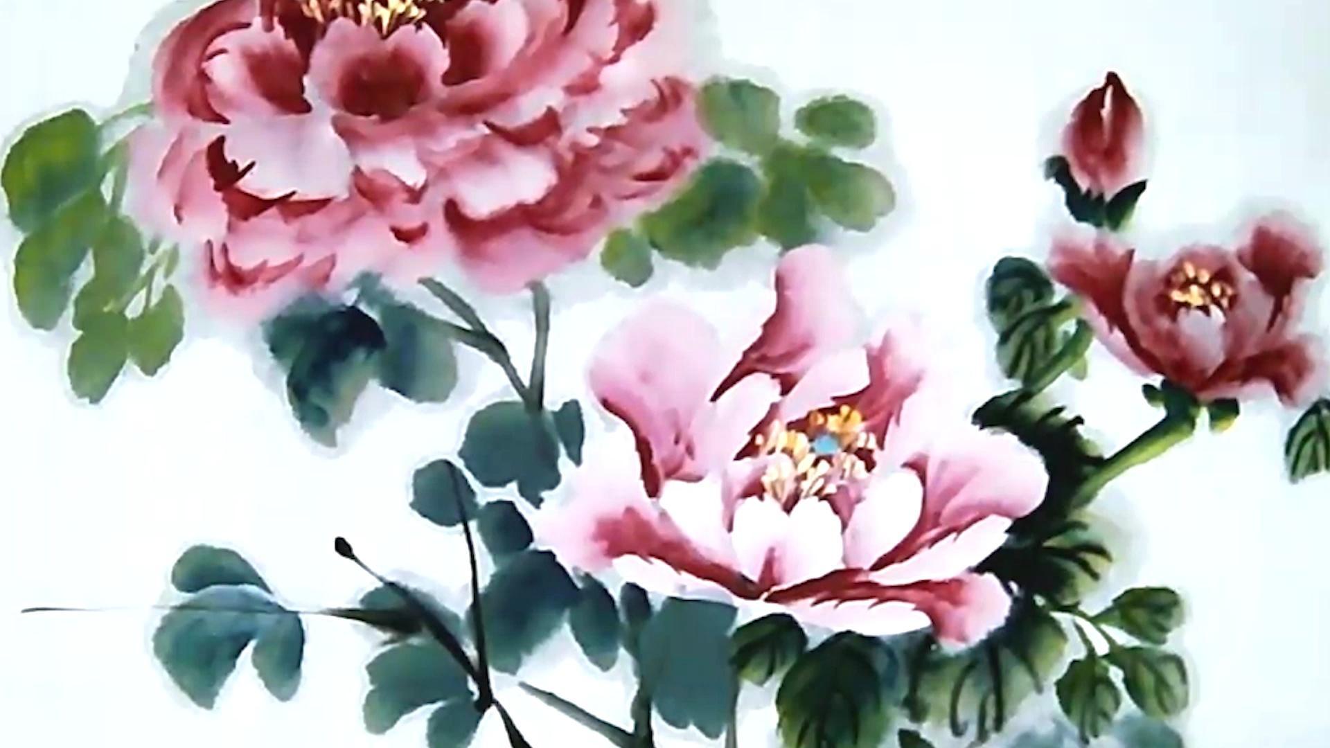 写意画牡丹花枝叶技法