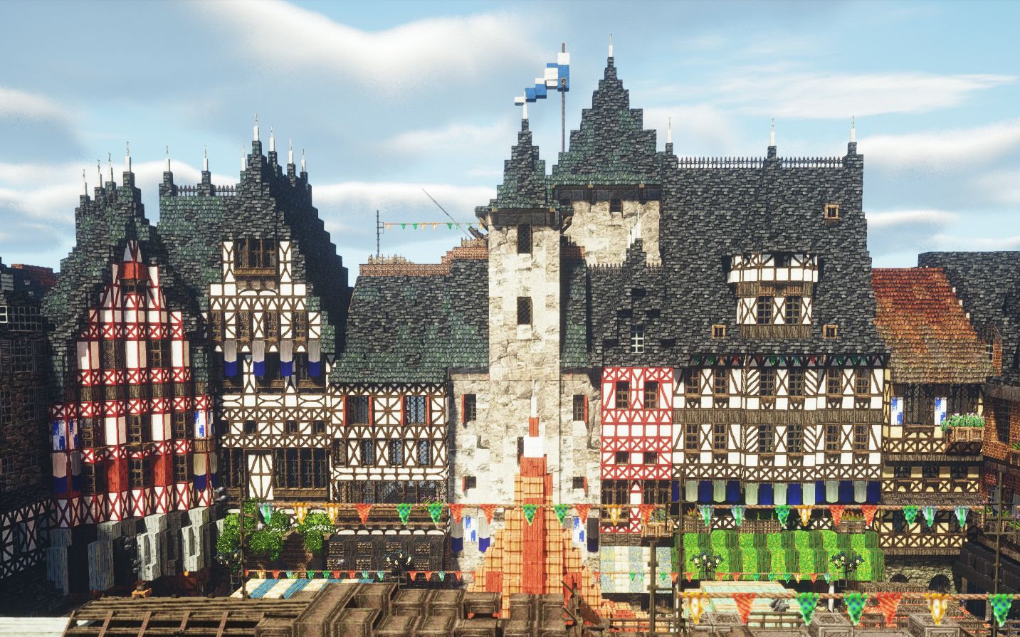 【Minecraft Muco】欢悦的中世纪城市广场 延时摄影 建筑教程