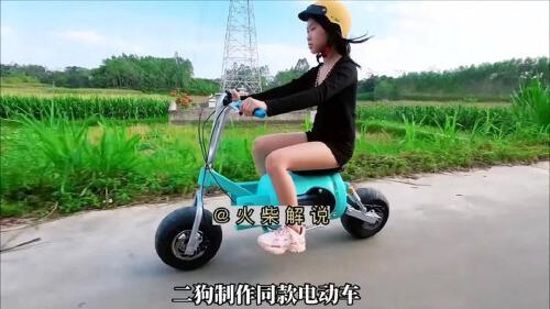 自己动手制作电动车,小伙也是个人才,引来众人围观