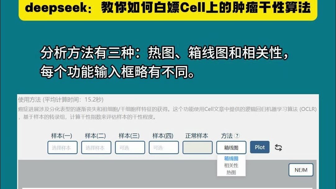 deepseek:教你如何白嫖Cell上的肿瘤干性算法