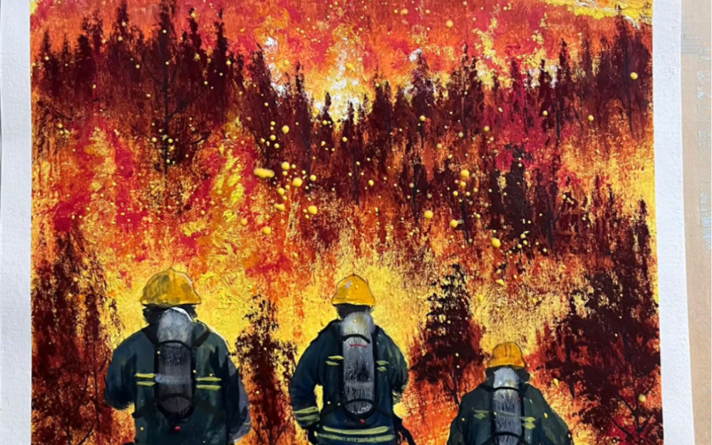 ...防火人人有责插画儿童画手抄报保护绿水青山森林防火山火消防安全...