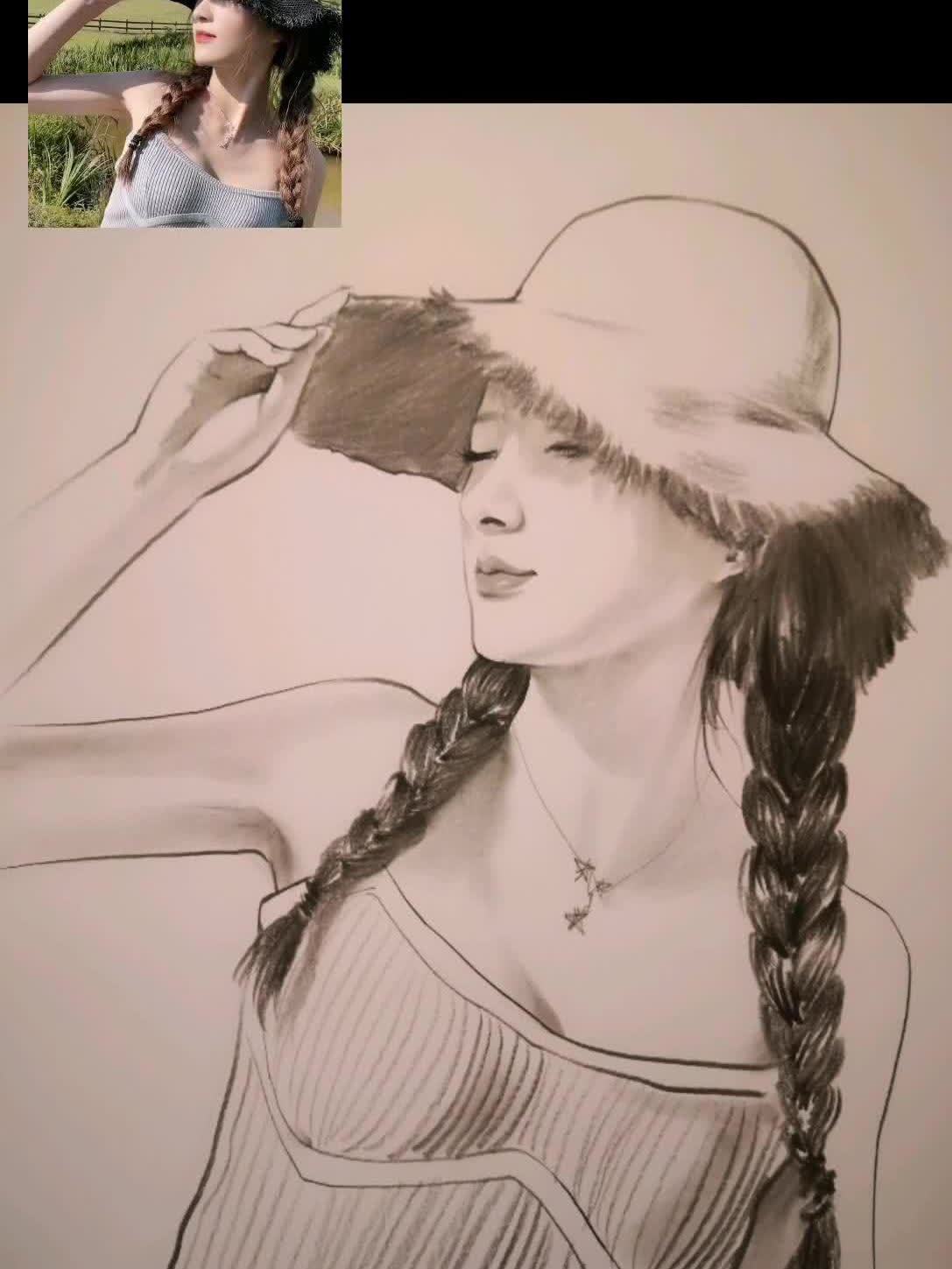 达子手绘简单的线条简单的明暗复杂的形态绘成一副画#素描 #手绘 #想.